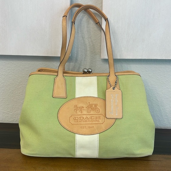 Coach | Bags | Coach Lime Green Canvas Vintage Handbag | Poshmark